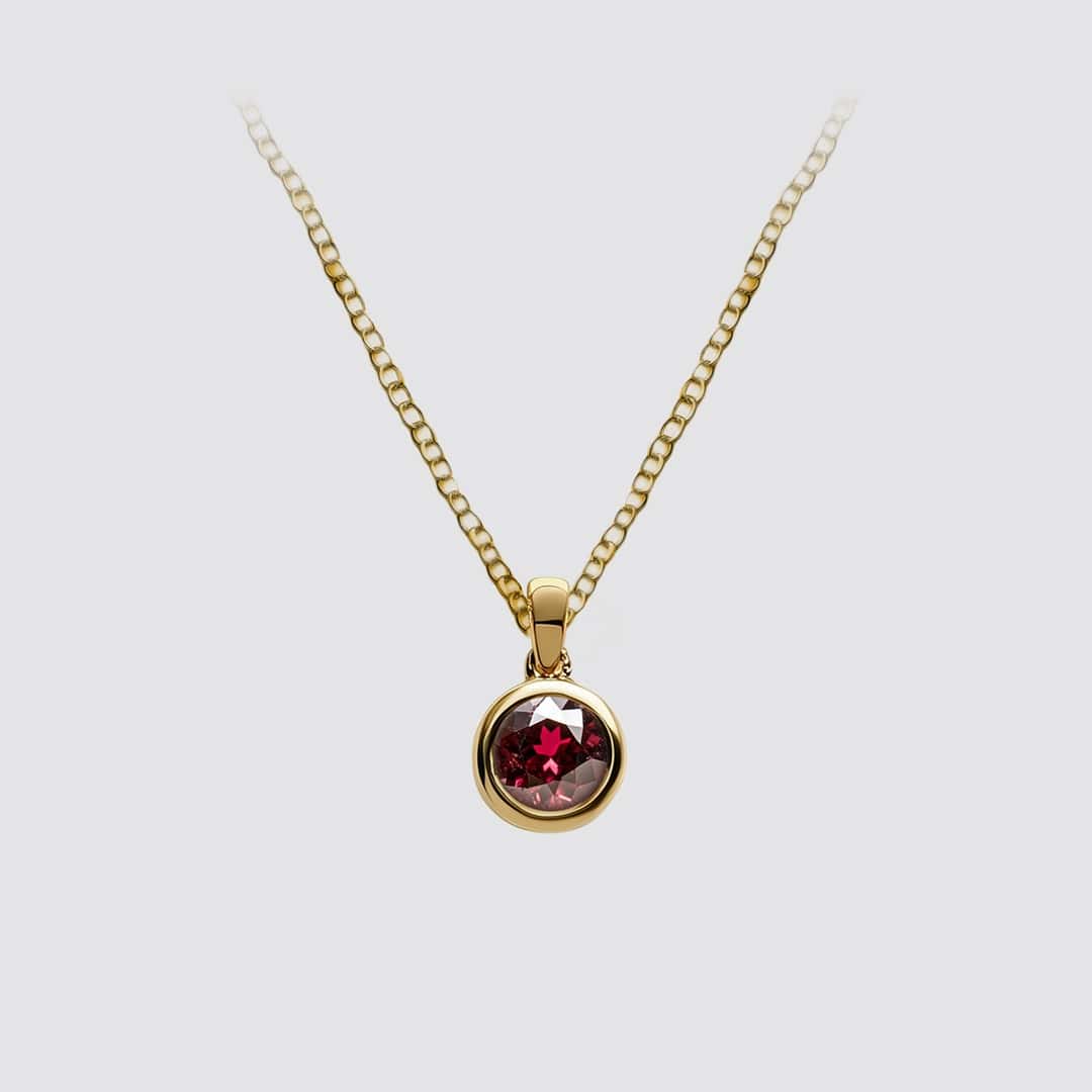 1 Carat Round Ruby Tube Set Pendant - Shiny Rock Polished